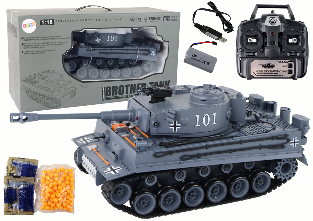 Otroški RC Tank Daljinsko vodeno vojaško vozilo 1:18 Tiger 101 Pilot ...